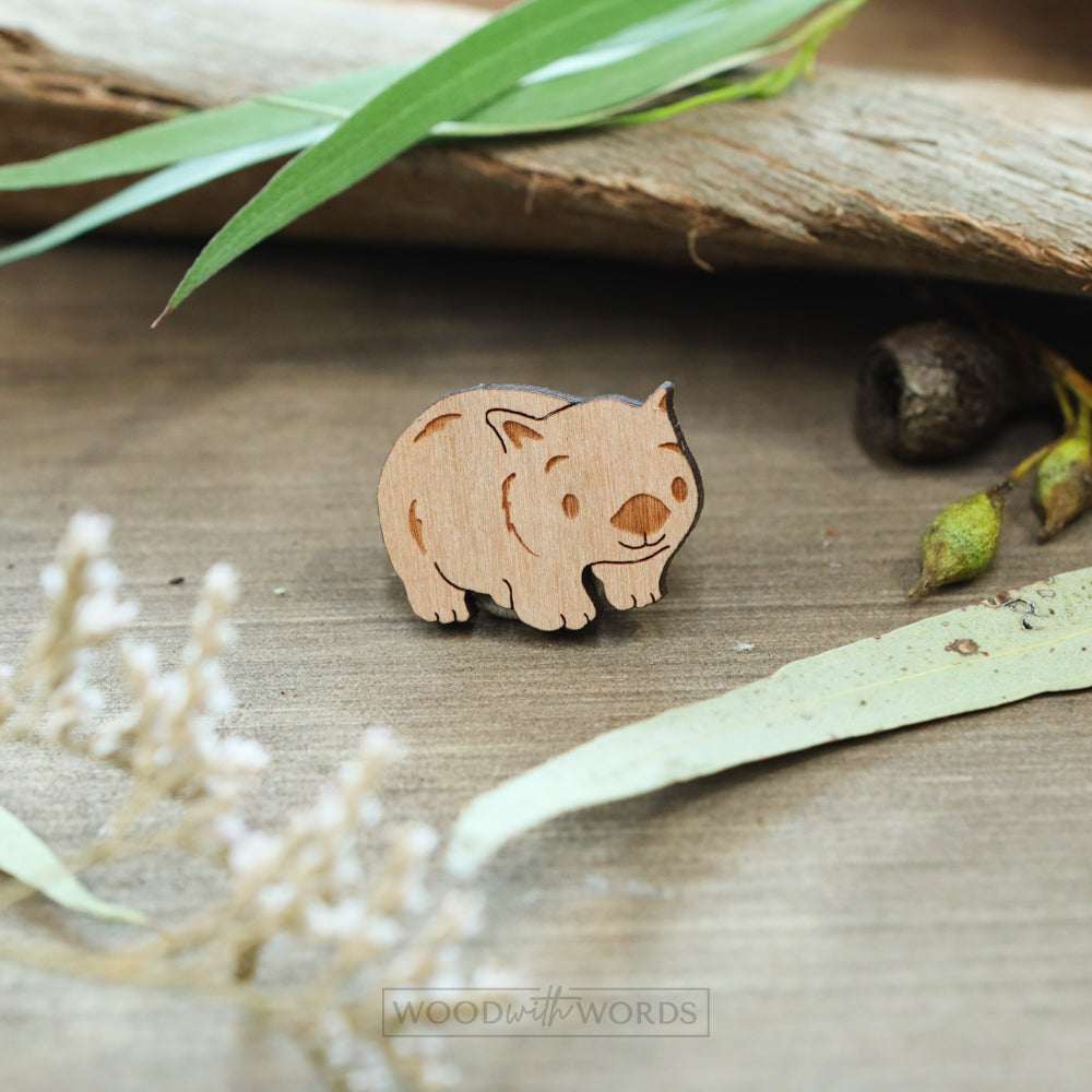 Wombat Wooden Pin – Wood With Words
