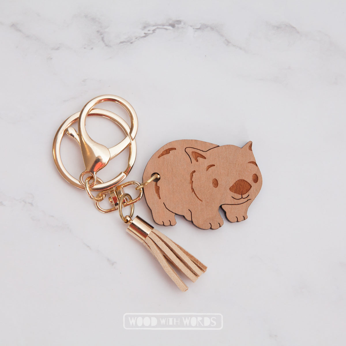 Wombat Tassel Keychain Keyring – Wood With Words