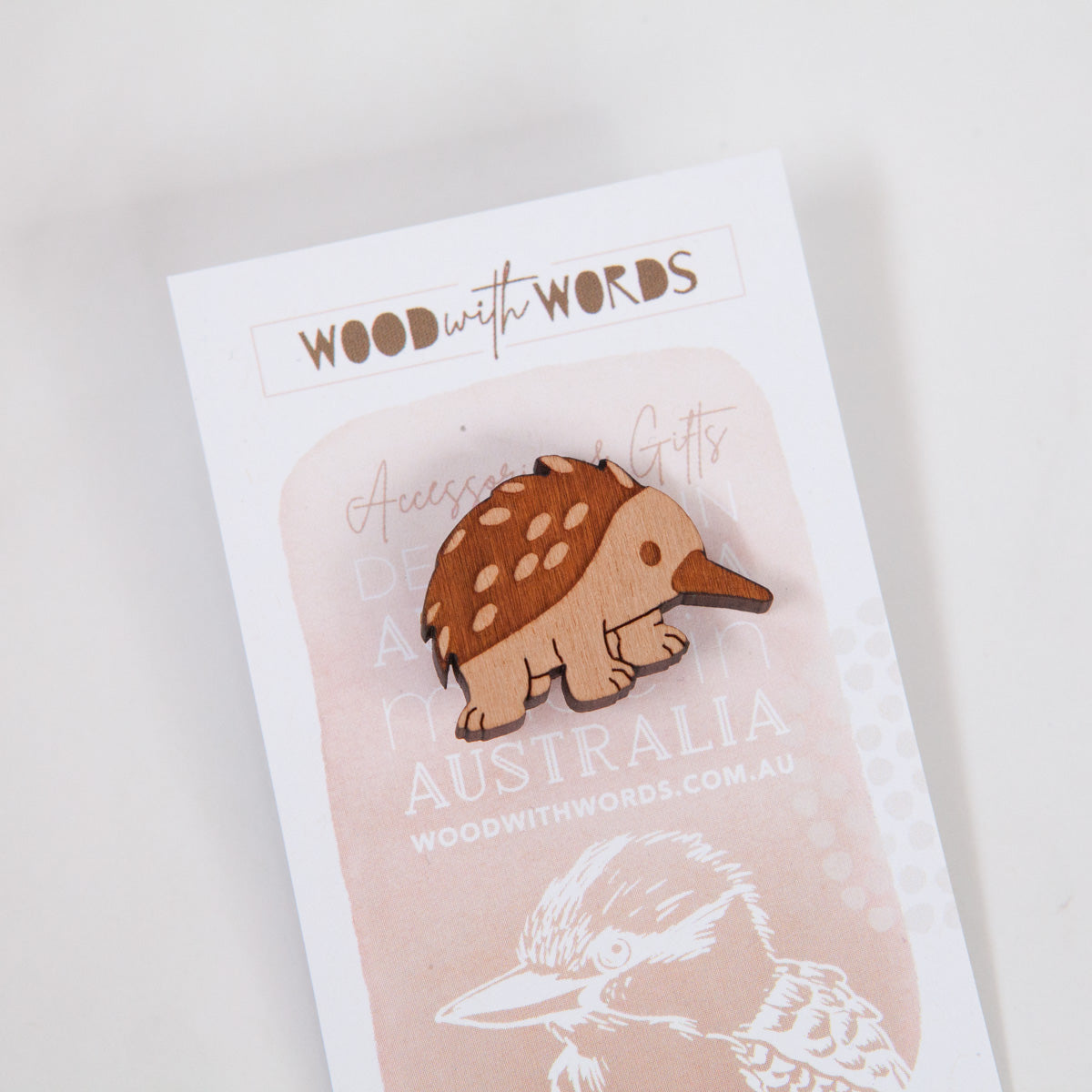 Echidna Wooden Pin – Wood With Words